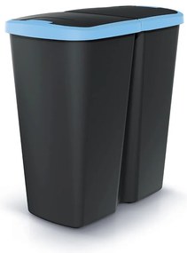 Odpadkový koš DUO černý, 45 l, modrá / černá