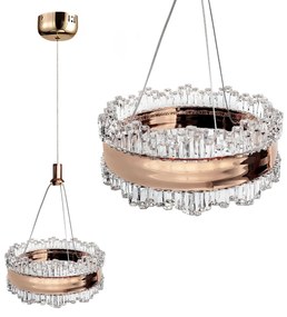 Toolight Toolight, LED křišťálový závěsný lustr 20cm, 14W, 3000K, LHJ099-CP, růžové zlato, OSW-60044