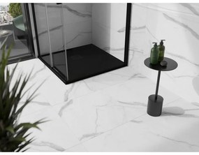 Mexen Stone+, čtvercová vanička z minerálního kompozitu 100 x 100 cm, černá, černá krytka, 44701010-B