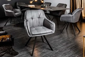 Luxusní otočná židle Mr. Lounger šedá plochá tkanina