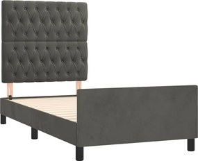 Rám postele bez matrace tmavě šedá 100 x 200 cm samet 3125923