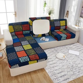 Elastický potah se vzorem na velký sedadlový polštář a opěradlové polštáře pohovek či křesel Barva: C, Rozměry: sedadlový polštář