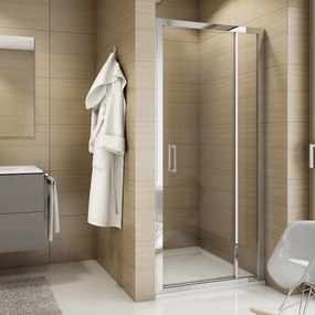Sanswiss TOP-LINE TED jednokřídlé sprchové dveře s pevnou stěnou 140 cm Šířka: 1400 mm, Profil: Bílá, Sklo: Linie 51