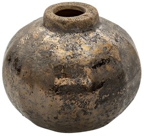 Hnědá keramická váza s bronzovou patinou Lubbert – 10x8 cm