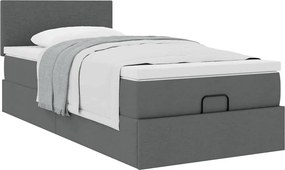 Osmanský rám postele s matrací tmavě šedá 90x190cm textil 3311339