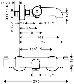 Hansgrohe Ecostat 1001 CL - vanová baterie nástěnná termostatická, chrom, 13201000