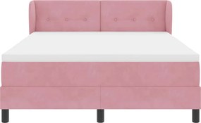Postel s boxspringem s čelo Růžová 140 x 200 cm samet 3340393