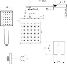 Sapho Sapho, CUBEMIX podomítková sprchová souprava s pákovou baterií, 2 výstupy, chrom, CM042-01