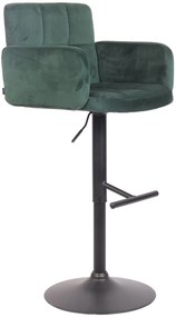 Barová židle Haworth - samet - černý rám | tmavě zelená