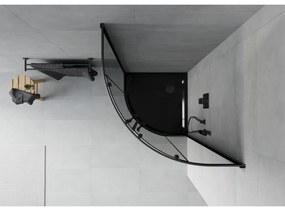Mexen Rio půlkruhový sprchový kout 80 x 80 cm, Grafitově černá, Černá + sprchová vanička Flat, Černá -863-080-080-70-40-4170B