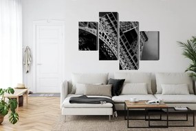 Vícedílný obraz Černobílý Pohled Zespodu Na Eiffelovu Věž Nedostatek Nedostatek Plátno Canvas 120x75