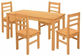 Jídelní set stůl 150x75 masiv borovice + 4 židle TORINO med vosk