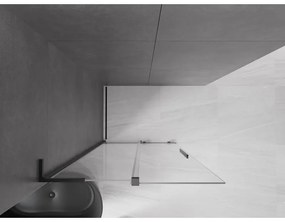 Mexen Velar L, posuvná sprchová zástěna Walk-in 90 x 200 cm, 8mm čiré sklo, černá matná, 871-090-003-03-70
