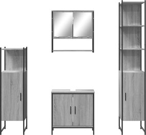 4dílný set koupelnového nábytku šedý sonoma kompozitní dřevo 3214713