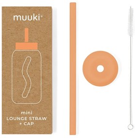 Silikonové brčko s čistícím kartáčkem/s víčkem Tropical Papaya – Muuki