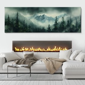 Obraz na plátně - Deštivé zakaboněné hory FeelHappy.cz Velikost obrazu: 120 x 40 cm