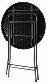 Garthen 40788 Zahradní barový stolek kulatý - ratanová optika 110 cm - černý