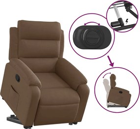 Zvedací polohovací křeslo hnědé textil 3204984
