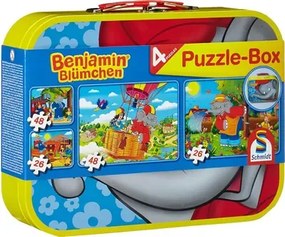 SCHMIDT Puzzle Benjamin Kvítko 4v1 / 26+26+48+48 dílků / plechový kufř