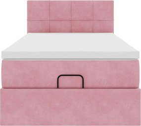 Osmanský rám postele s matrací růžová 90x200cm samet 3311752