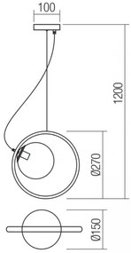 Redo 01-2319 - Lustr na lanku KLEIDI 1xE14/28W/230V pr. 27 cm hnědá