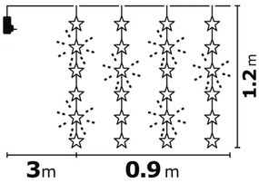 LED vánoční závěs EMOS DCGW01 ZY2263 hvězdy 120x90cm vnitřní použití teplá bílá s časovačem