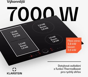 Klarstein Delicatessa 70 Hybrid, vestavná indukční varná deska, 4 zóny, 7000 W, sklokeramika