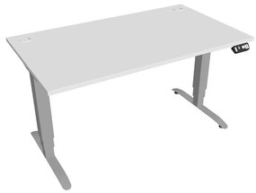 Elektr. nastavitelný stůl 140x80 s pamětí - HOBIS MOTION MS 3M 1400 Dekor stolové desky: bílá, Barva kovové podnože: stříbrná