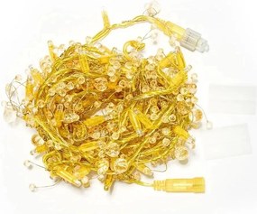 Eco Fix LED světelný řetěz, venkovní s krystalky, teple bílá s FLASH, 8 m, 80 diod, zlatý kabel, IP44, 24V