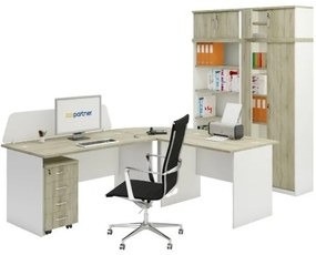 Sestava kancelářského nábytku MIRELLI A+, typ A, nástavba, bílá/dub sonoma