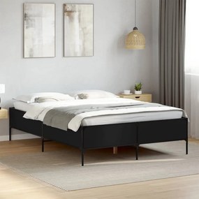 Rám postele černý 140 x 190 cm kompozitní dřevo a kov 3279807