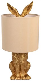 Zlatá stolní lampa králík s béžovým stínidlem Konijn – 20x43 cm