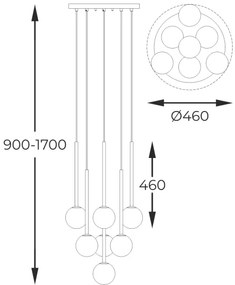 Zuma Line P0574-07F-SDFZ - Lustr na lanku ARCTURUS 7xG9/4W/230V černá
