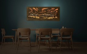 Li-Go "Polární záře" světelný RGBW obraz 230V 120x50cm provedení povrchu: dub světlý