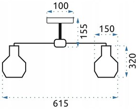 Toolight - Závěsné kovové stropní svítidlo 3-ramenné 3xE27 60W APP734-3C, černá, OSW-08763