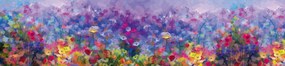 DIMEX | Fototapeta do kuchyně Barevná květinová malba KI-260-217 | 260 x 60 cm | vícebarevná, fialová, modrá