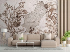 Gario Fototapeta Floristická freska na staré zdi Materiál: Vliesová, Rozměry: 200 x 140 cm