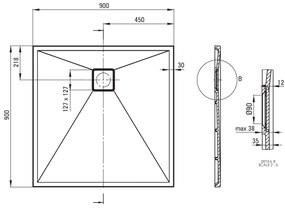 Deante Correo, čtvercová granitová sprchová vanička 90x90x3,5 cm, černá, KQR_N41B