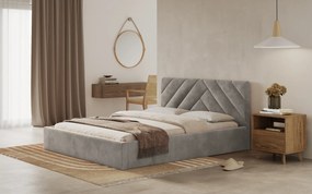 Postel PRATO 140x200 světlešedá s úložným prostorem