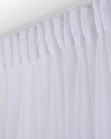 Záclona voálová jednoduchá s řasící páskou barva bílá látka poloprůhledná, pletený vzor, vzorované