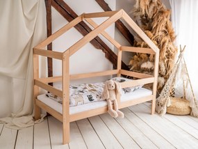 Woodisio Domečková postel  EMA PLUS Variant: 200 x 80, Barva: Přirodní dřevo, Veľkosť: S úložným prostorem