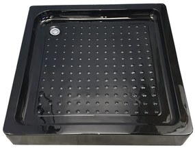 BPS-koupelny Posuvné sprchové dveře HYD-PD03B 100 černá/transparent pro instalaci do niky + vanička HYD-OSV-SXL02C černá