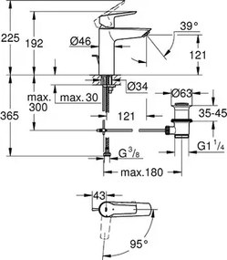 Grohe QuickFix Start - Umyvadlová baterie s výpustí studený start chro