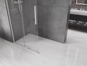 Mexen Velar, sprchová zástěna s posuvnými dveřmi Walk-in 80 x 200 cm, 8mm čiré sklo, broušená ocel, 871-080-000-03-97