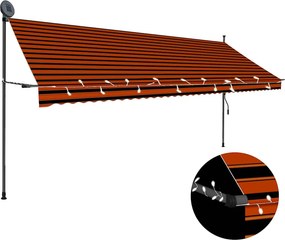 Ručně zatahovací markýza s LED světlem 400 cm oranžovo-hnědá 145882
