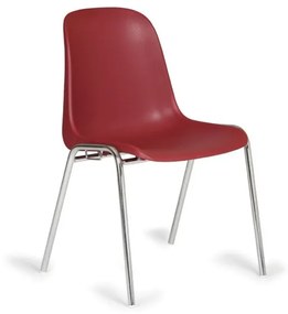 Plastová jídelní židle ELENA, červená, chromované nohy