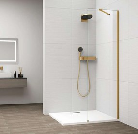 Polysan Esca - Sprchová stěna Walk-In 40x210 cm, Antidrop, sklo čiré/matná zlatá ES1040-04