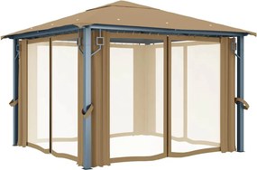 Altán se závěsy 300 x 300 cm taupe hliník 313893