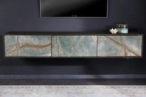 Designový závěsný TV stolek Quillon 160 cm přírodní kámen