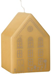 Ib Laursen Dekorativní svíčka House 10 cm, žlutá barva, vosk